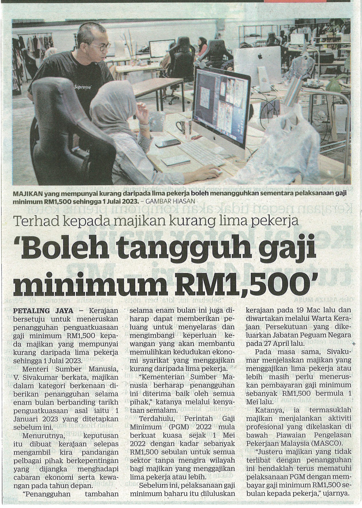Boleh tangguh gaji minimum RM1,500 | Jabatan Tenaga Kerja Semenanjung ...