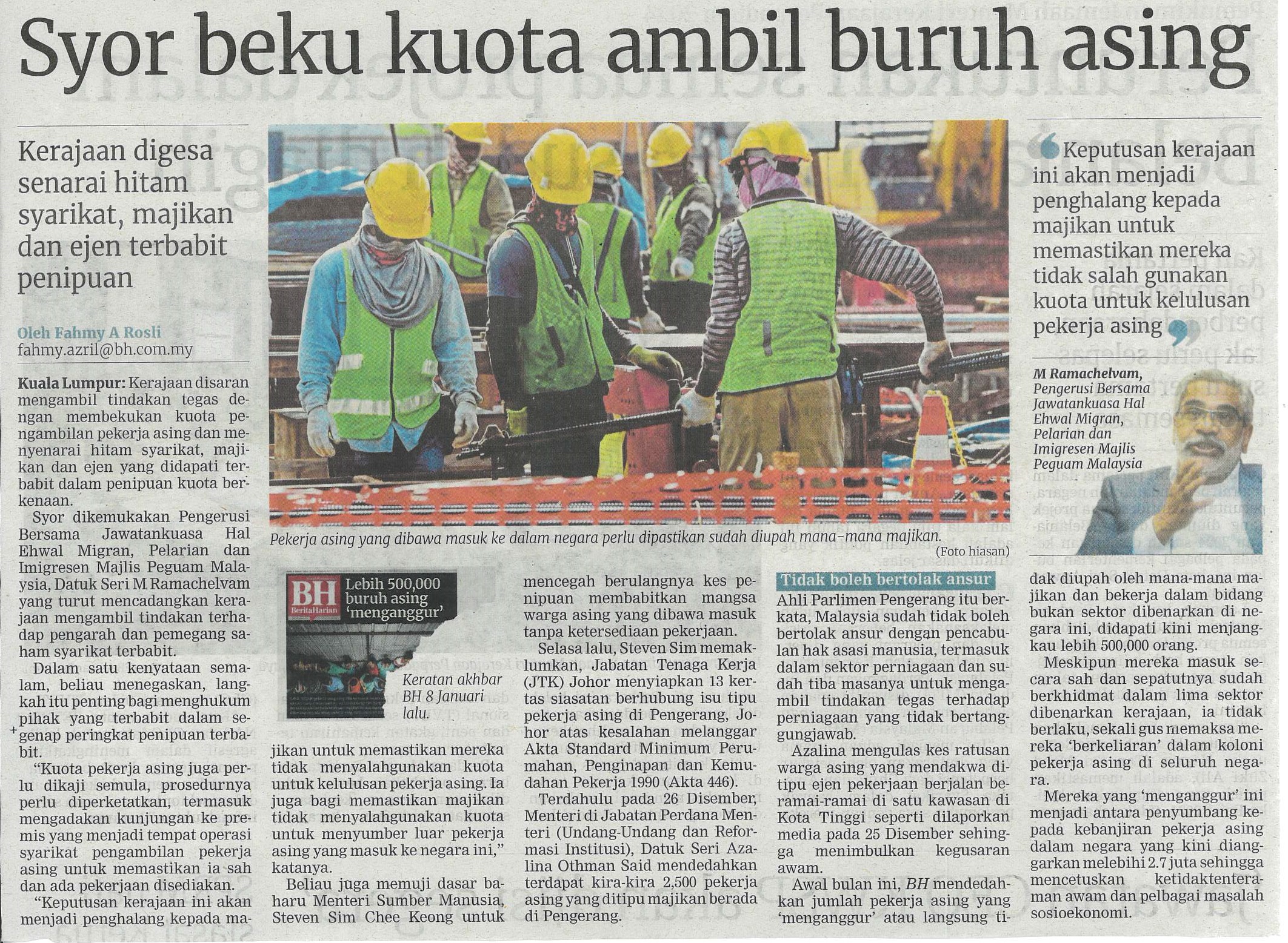 syor beku kuota ambil buruh asing | Jabatan Tenaga Kerja Semenanjung ...